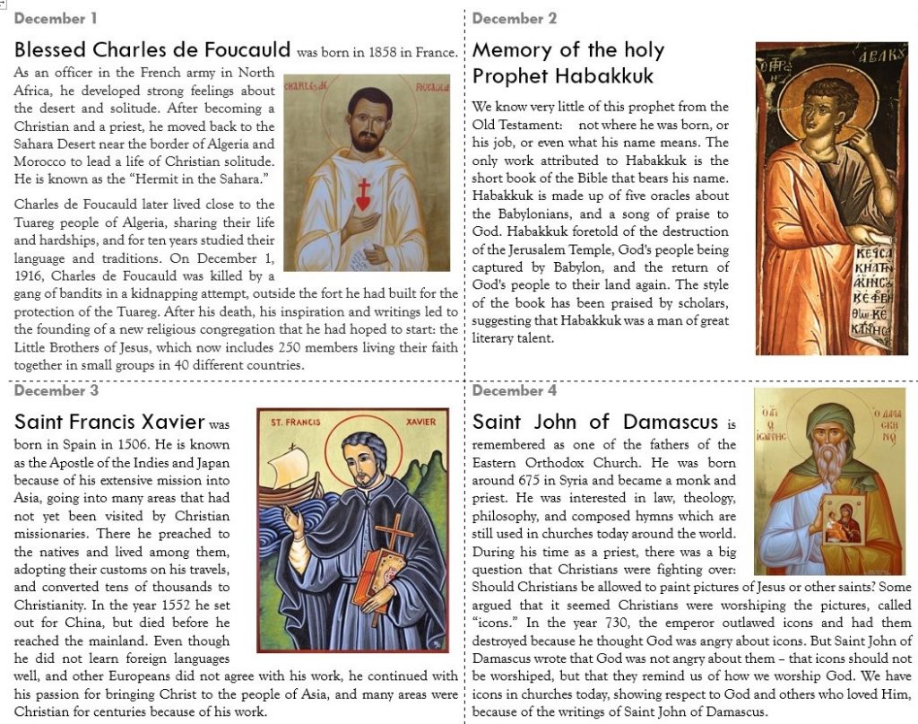 Remembering the Saints during Advent - ADOTS